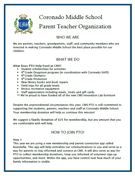 Coronado Middle School - Parent Teacher Organization (PTO)
